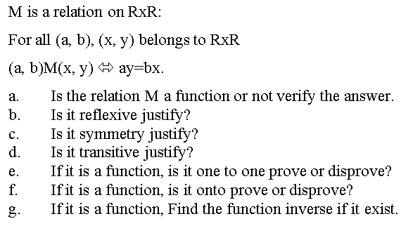 Solved M is a relation on RxR: For all (a, b), (x, y) | Chegg.com