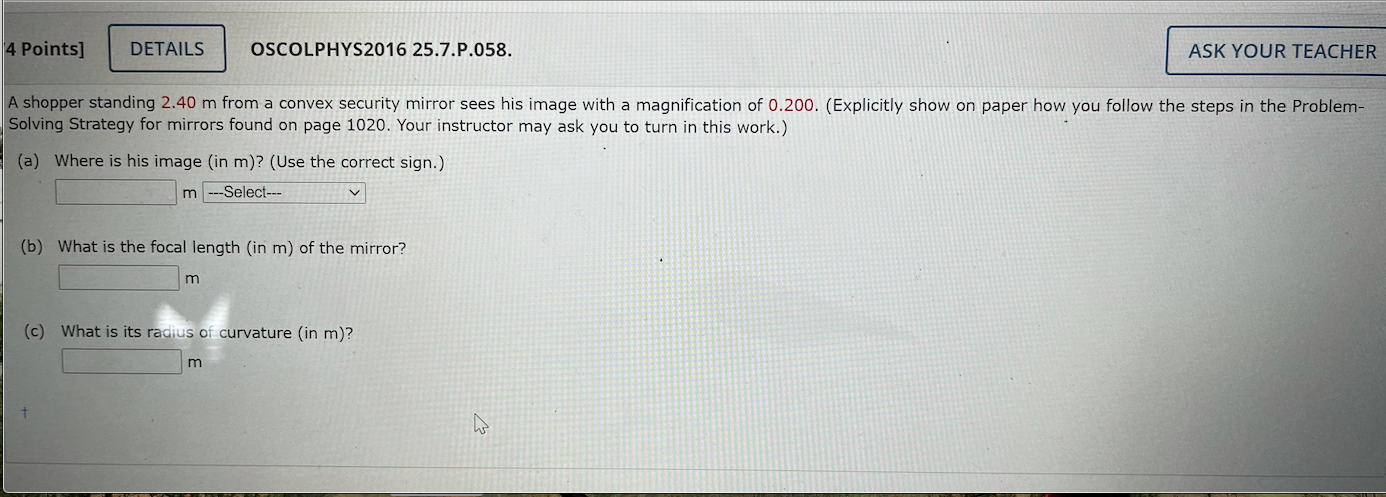 Solved 4 Points] Details Oscolphys2016 25 7 P 058 Ask Your