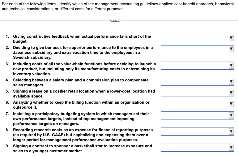 For each of the following items, identify which of | Chegg.com