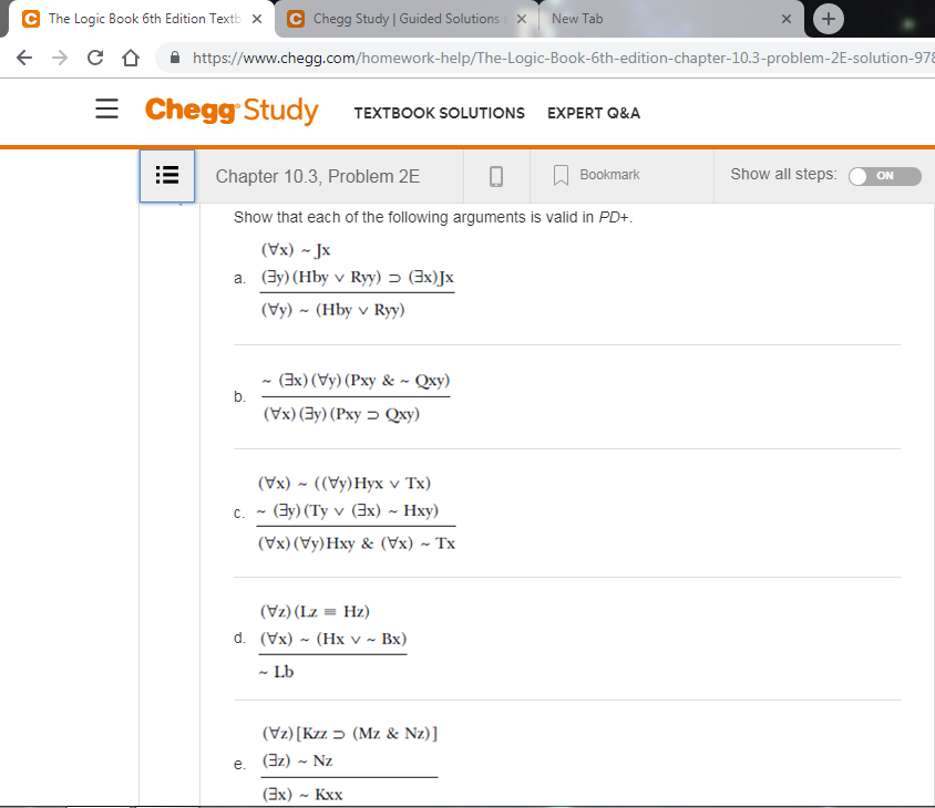Solved The Logic Book (6th Edition), 10.3.2: Show that each | Chegg.com