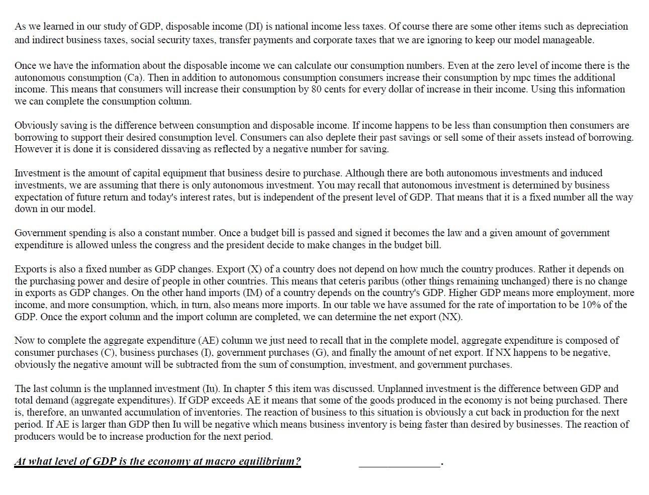 Solved Keynesian Worksheet. Introduction to the Keynesian | Chegg.com