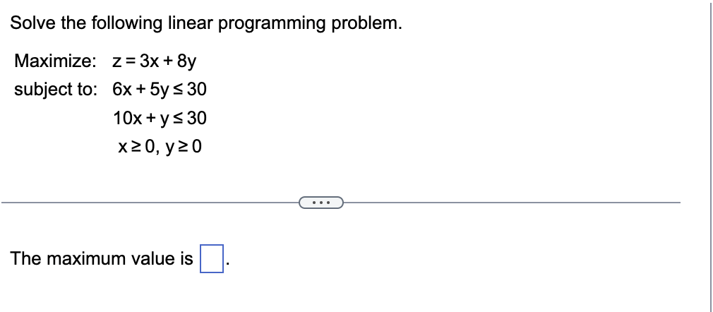 Solved Solve the following linear programming problem. | Chegg.com