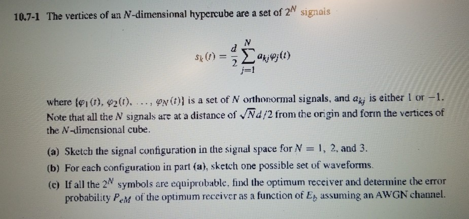 10.7-1 The vertices of an N-dimensional hypercube are | Chegg.com