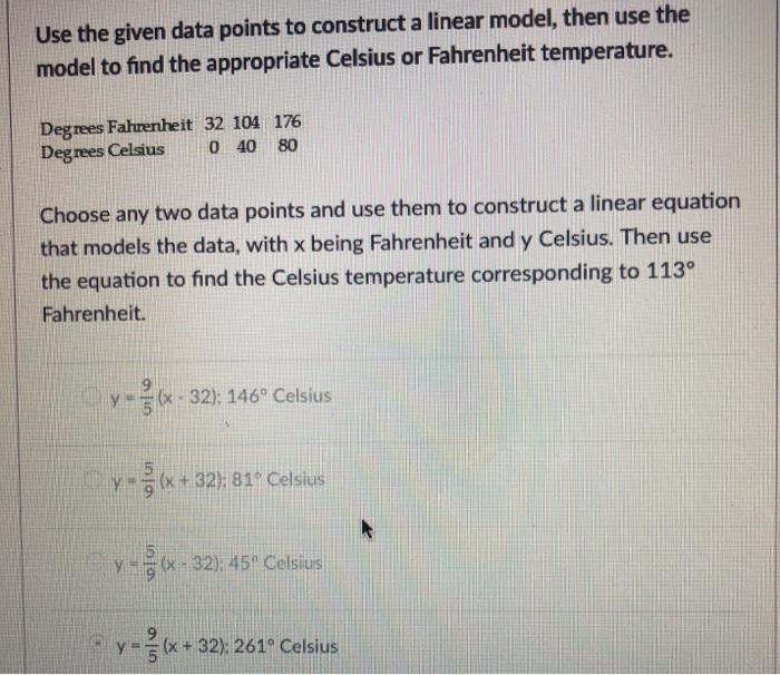 Solved Use The Given Data Points To Construct A Linear