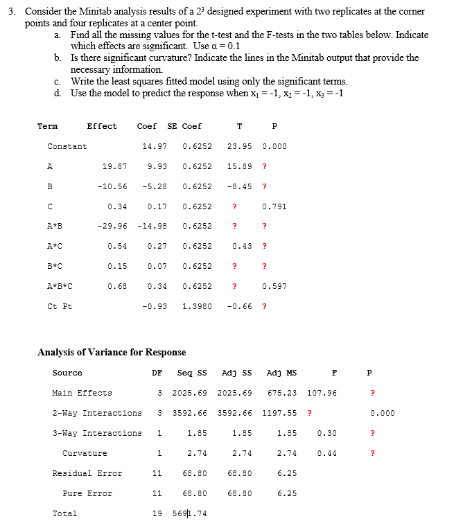 Solved Consider the Minitab analysis results of a 23 | Chegg.com