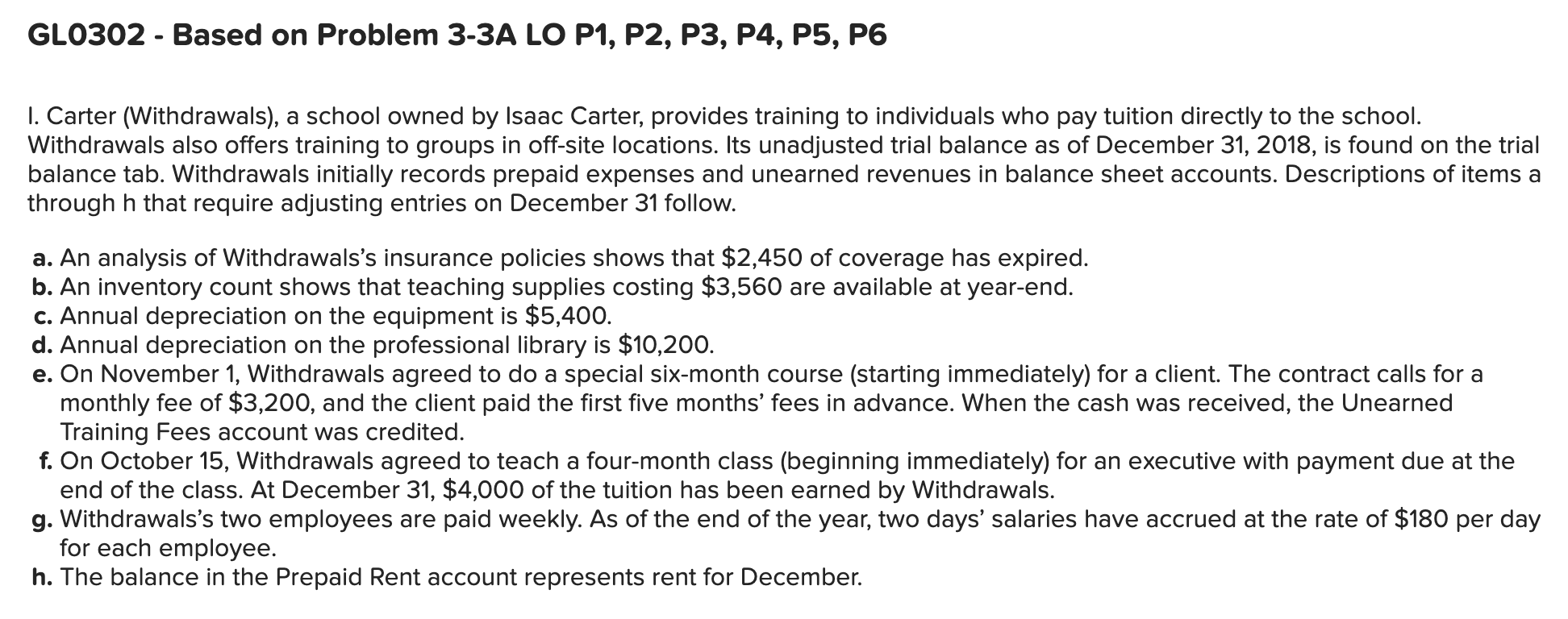 GLO302 - Based on Problem 3-3A LO P1, P2, P3, P4, P5, | Chegg.com