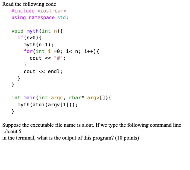 Solved Read the following code #include using namespace | Chegg.com