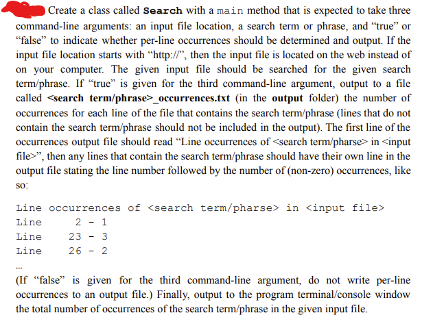 Create a class called Search with a main method that | Chegg.com
