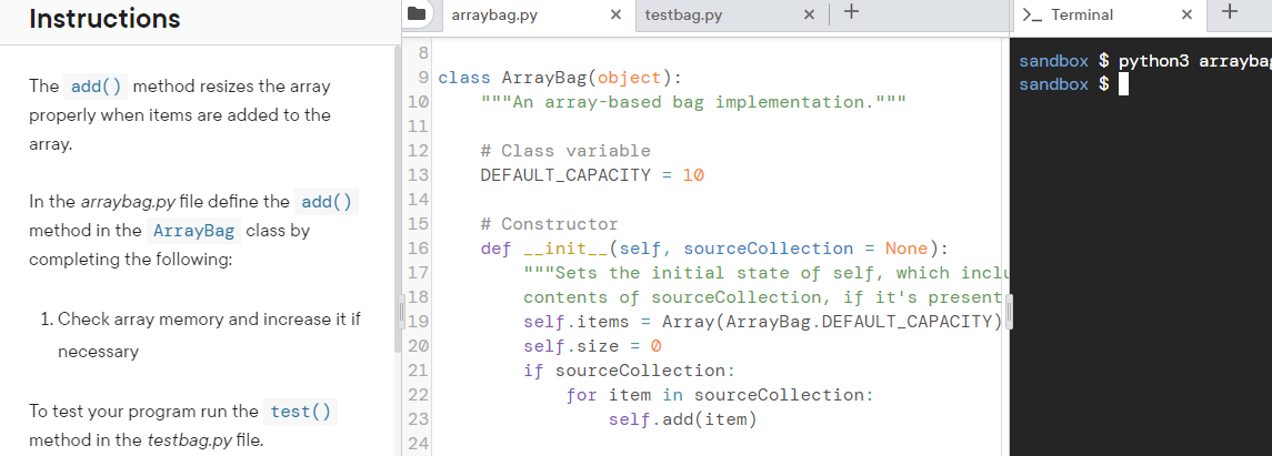Solved The add() method resizes the array properly when | Chegg.com