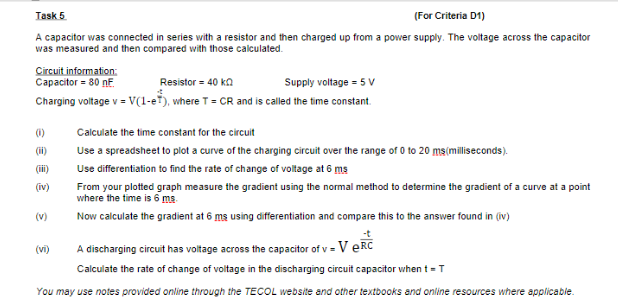 Solved Task 5 A capacitor was connected in series with a | Chegg.com
