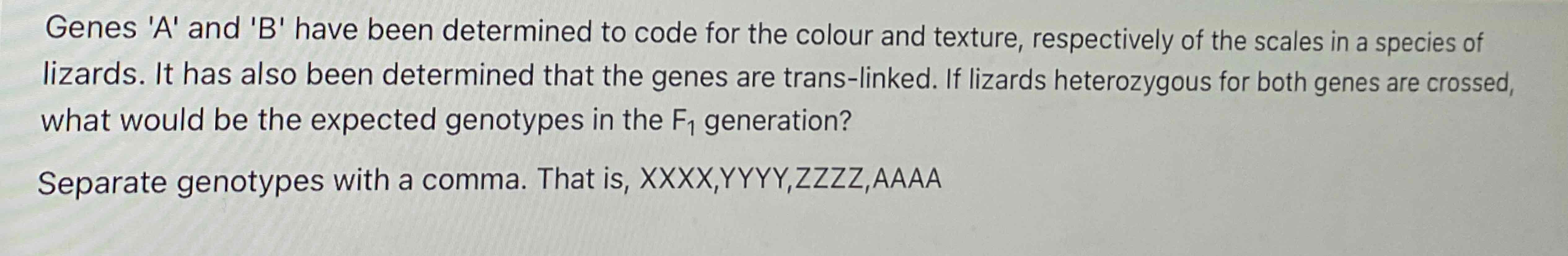 Solved Genes 'A' ﻿and ' B ' ﻿have been determined to code | Chegg.com