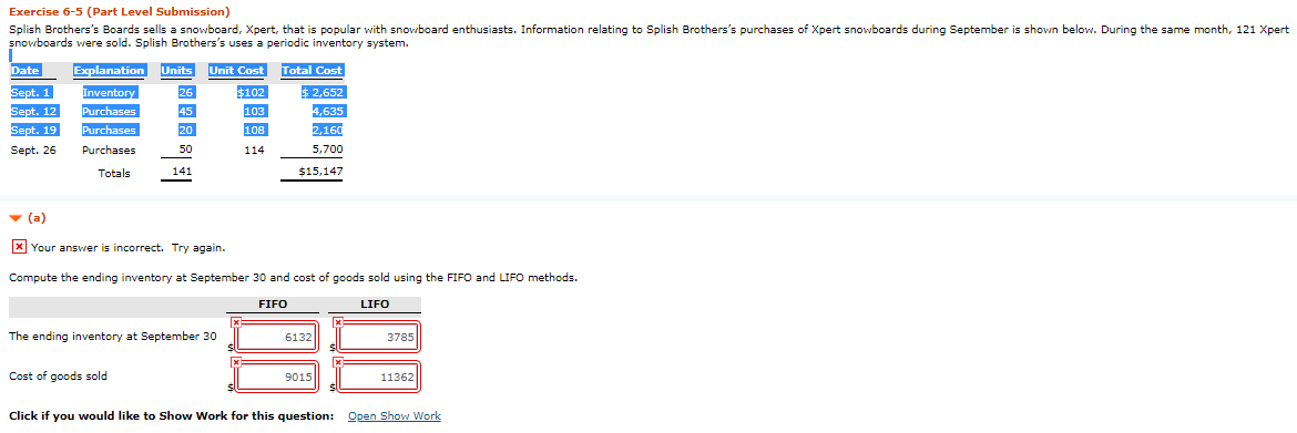 Solved Exercise 6-5 (Part Level Submission) Splish | Chegg.com