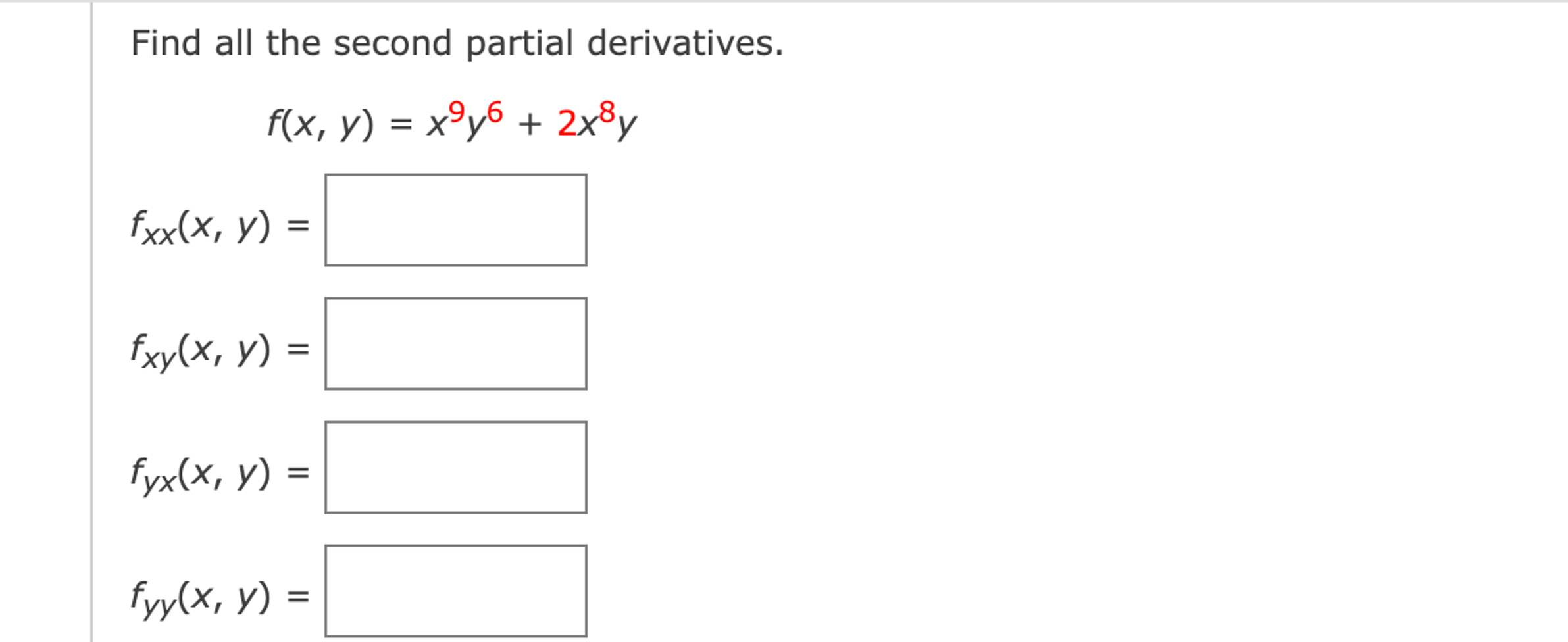 Solved Find all the second partial | Chegg.com