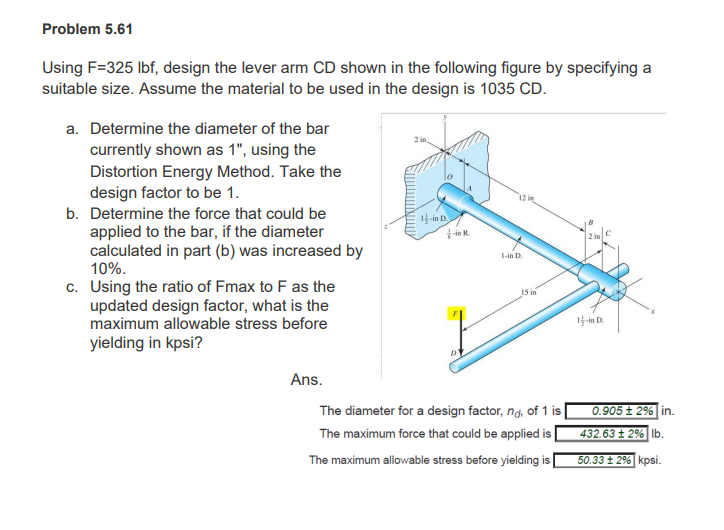 [solved] Using F 325lbf Design The Lever Arm Cd Shown In