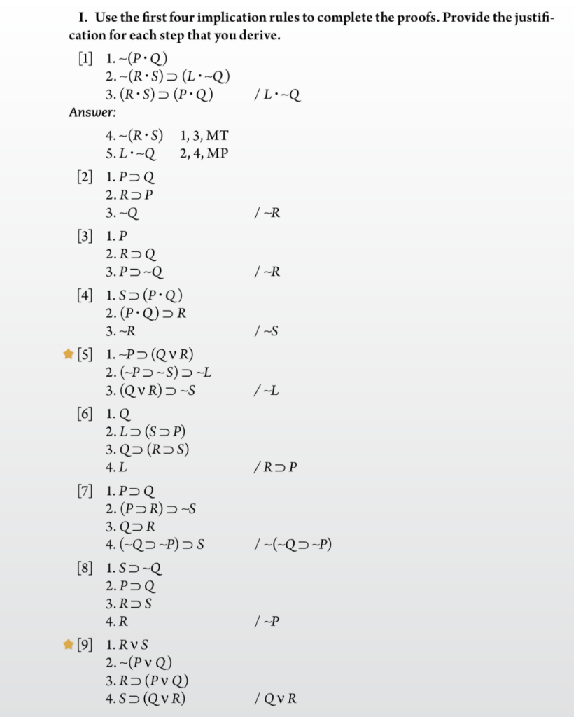 Solved 1. Use the first four implication rules to complete | Chegg.com