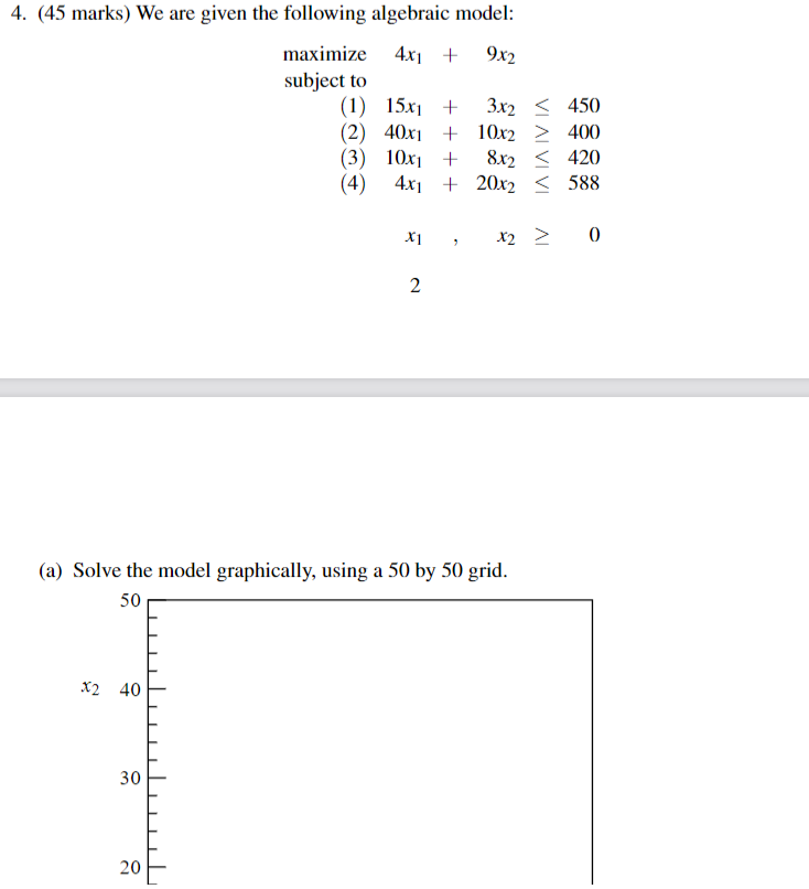 Solved 4. (45 marks) We are given the following algebraic | Chegg.com