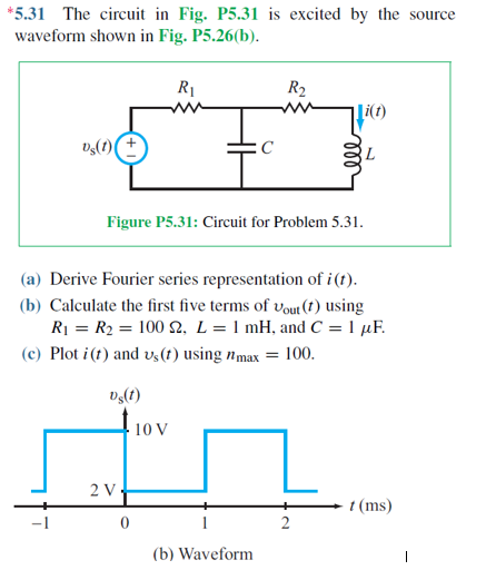 Solved *5.31 The circuit in Fig. P5.31 is excited by the | Chegg.com