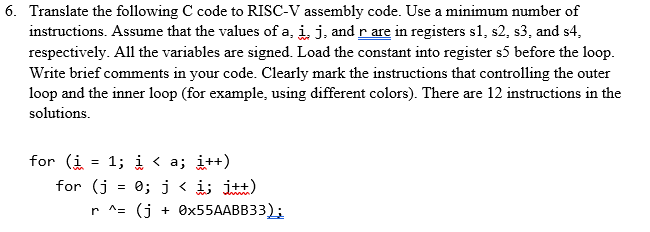 Solved Translate the following C code to RISC-V assembly | Chegg.com