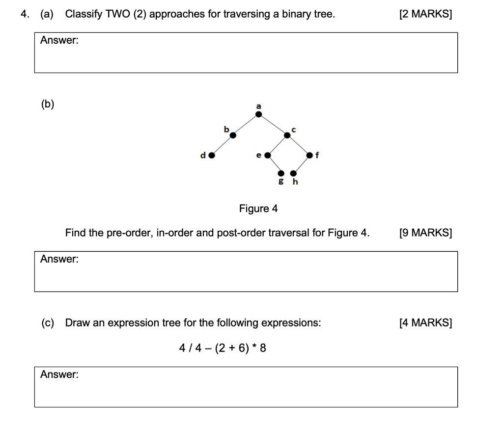 Solved (a) Classify TWO (2) approaches for traversing a | Chegg.com