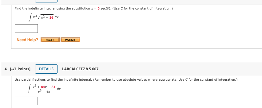 Solved Find the indefinite integral using the substitution | Chegg.com