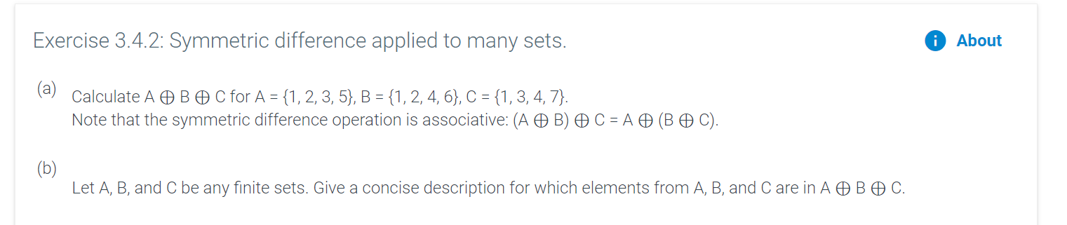 Solved Exercise 3.4.2: Symmetric difference applied to many | Chegg.com