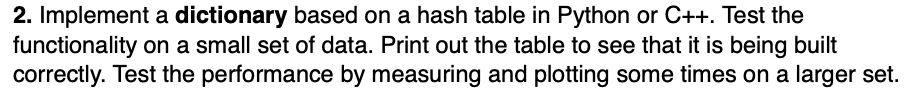 Solved 2. Implement a dictionary based on a hash table in | Chegg.com