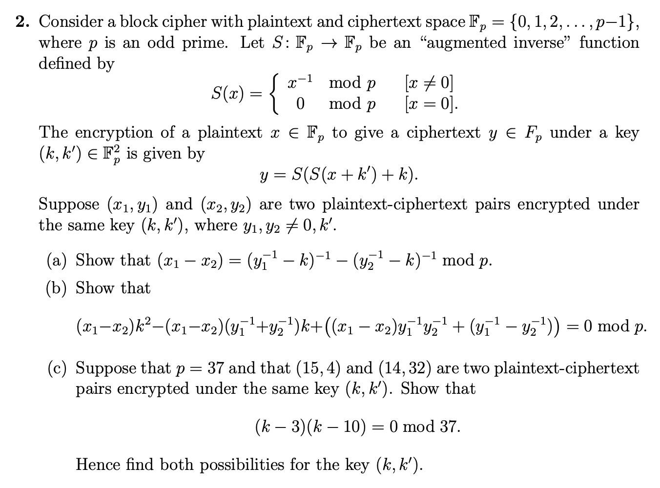Solved Consider A Block Cipher With Plaintext And Ciphertext 