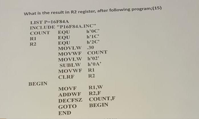 Solved What is the result in R2 register, after following | Chegg.com