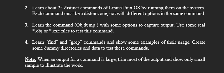 Solved 2 Learn About 25 Distinct Commands Of Linuxunix Os 9887