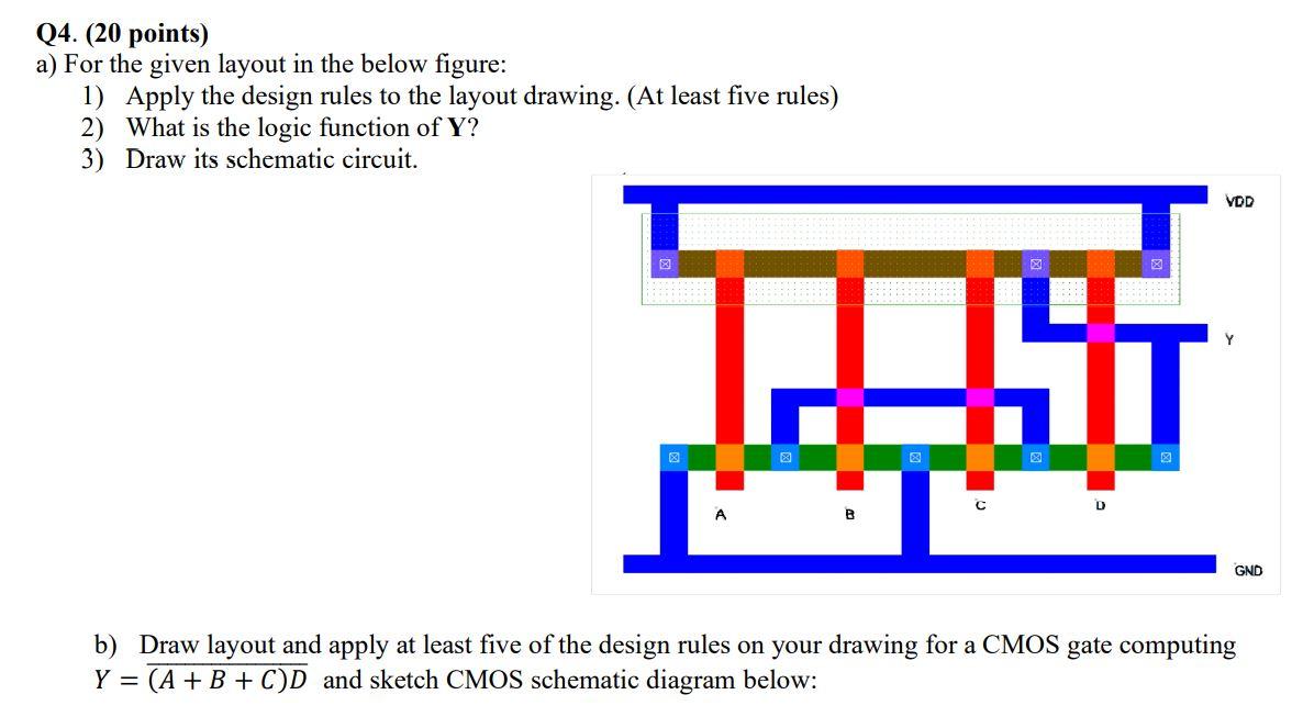 Solved Q4. (20 points) a) For the given layout in the below | Chegg.com