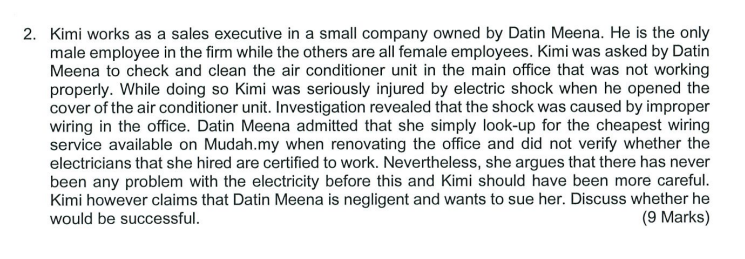 Solved 2. Kimi works as a sales executive in a small company | Chegg.com