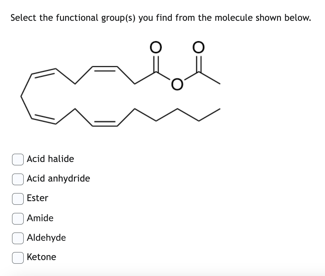 Select the functional group(s) you find from the | Chegg.com