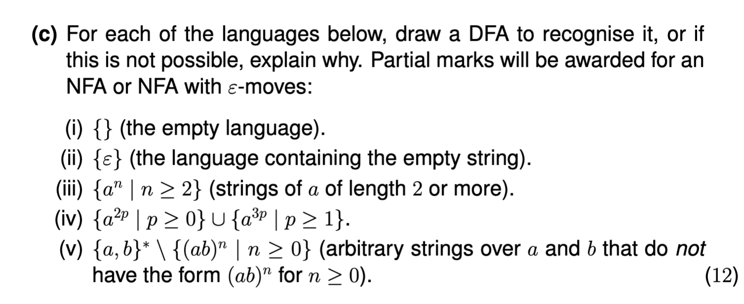 Solved (c) For each of the languages below, draw a DFA to | Chegg.com