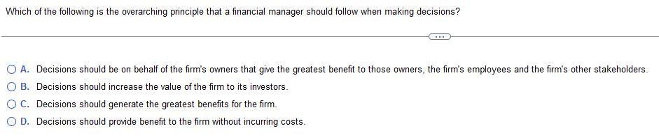 Solved Which of the following is the overarching principle | Chegg.com