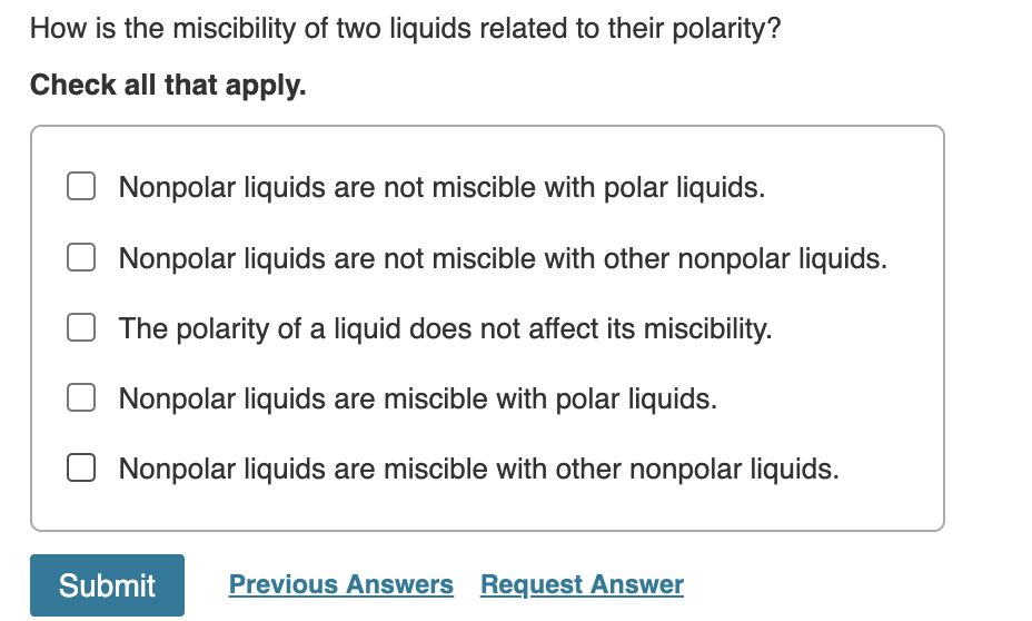 Solved How is the miscibility of two liquids related to | Chegg.com