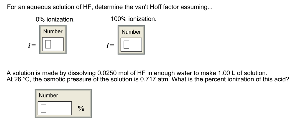Solved For an aqueous solution of HF, determine the van't | Chegg.com