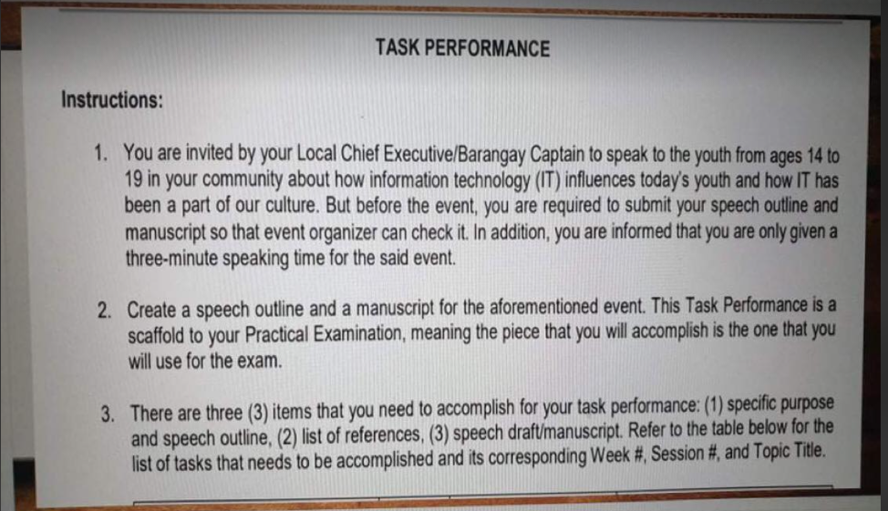 TASK PERFORMANCE Instructions: 1. You are invited by | Chegg.com