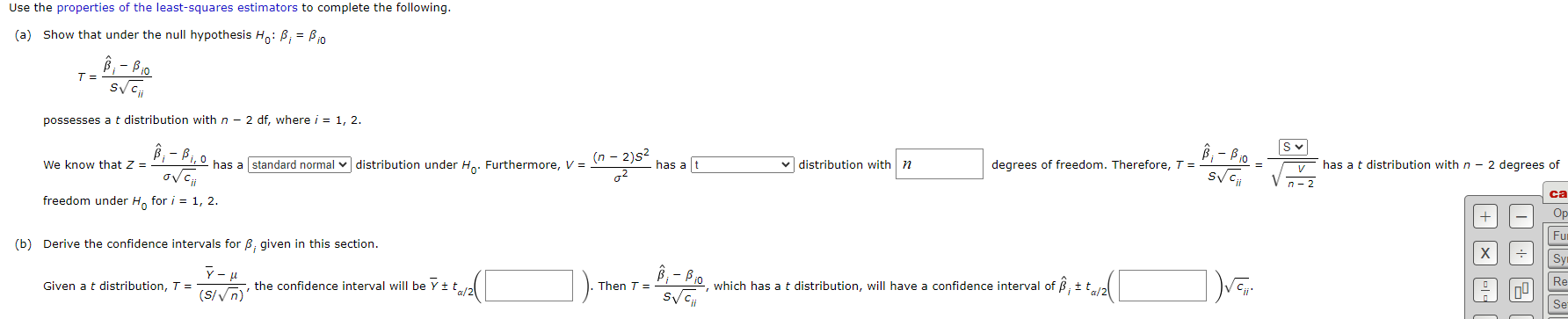 Solved Use the properties of the least-squares estimators to | Chegg.com