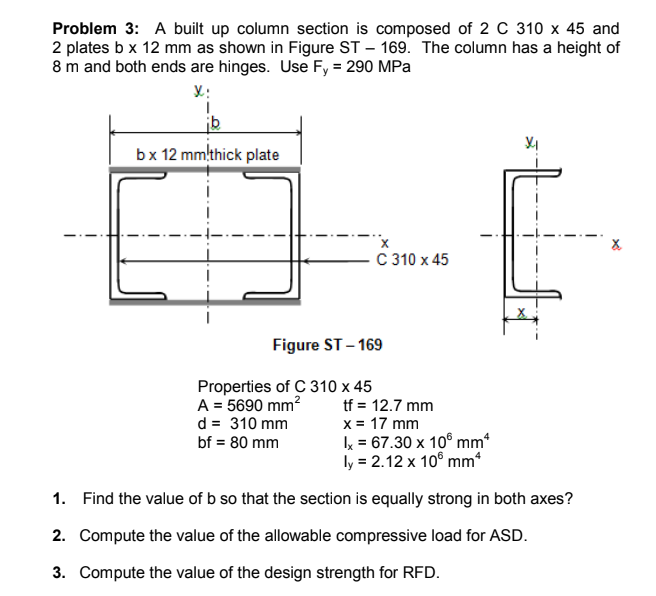 Solved Problem 3: A built up column section is composed of 2 | Chegg.com