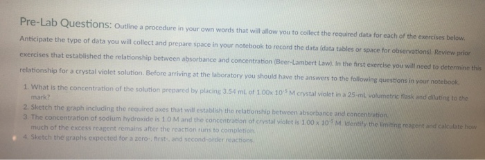 Solved Pre-Lab Questions: Outline a procedure in your own | Chegg.com