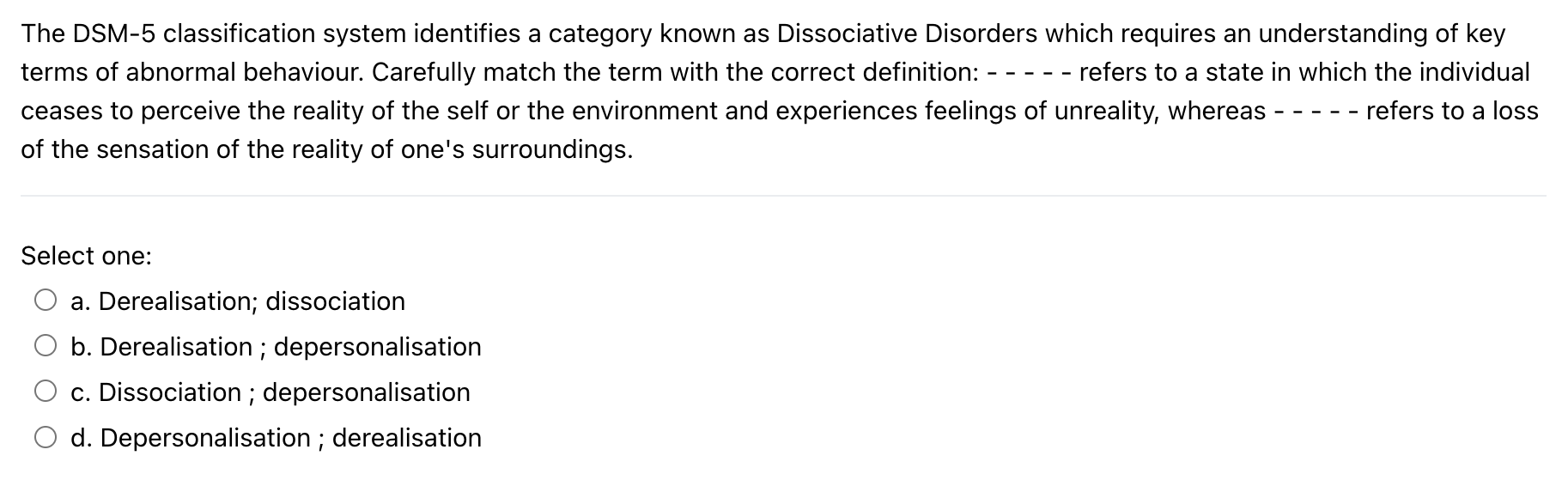 Solved The DSM-5 classification system identifies a category | Chegg.com