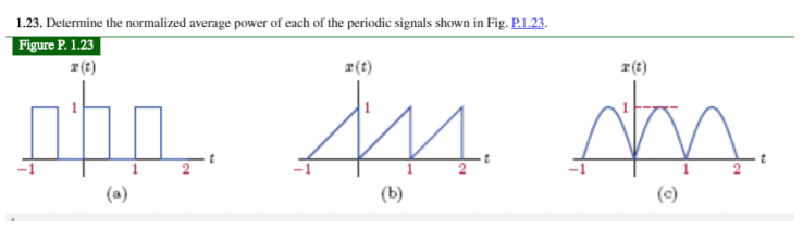 Solved 1 23 Determine The Normalized Average Power Of Each