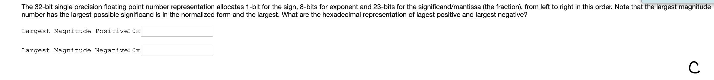 Solved The 32-bit single precision floating point number | Chegg.com