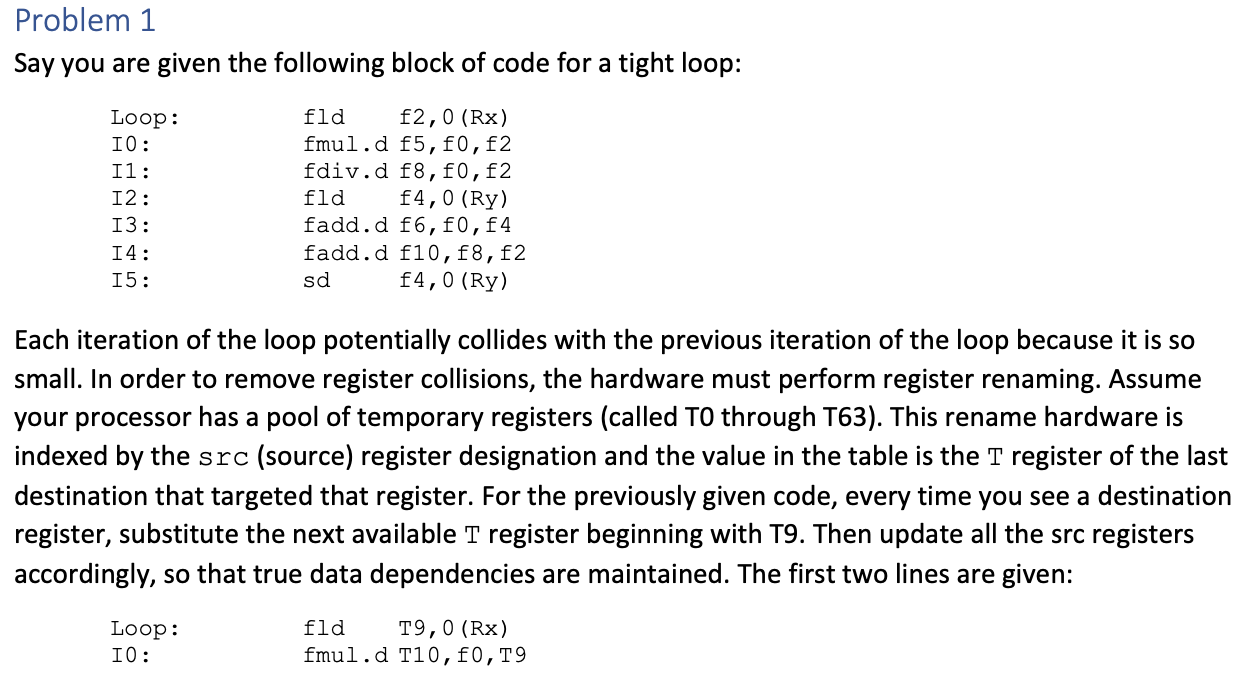 Problem 1 Say you are given the following block of | Chegg.com