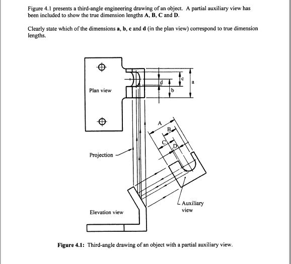 Solved Figure 4.1 presents a third-angle engineering drawing | Chegg.com