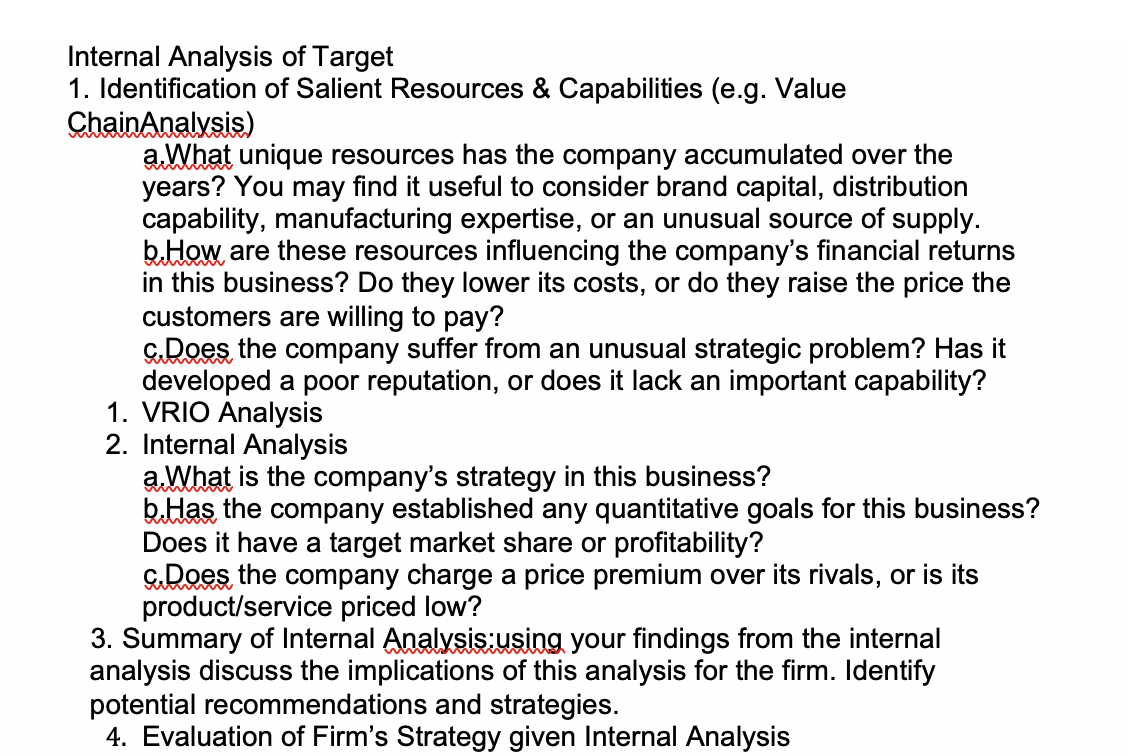 Solved Internal Analysis of Target 1. Identification of | Chegg.com