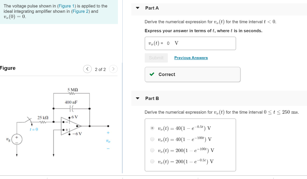 The voltage pulse shown in (Figure 1) is applied to | Chegg.com