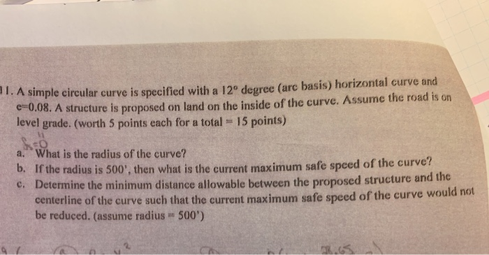 Solved . A simple circular curve is specified with a 12° | Chegg.com