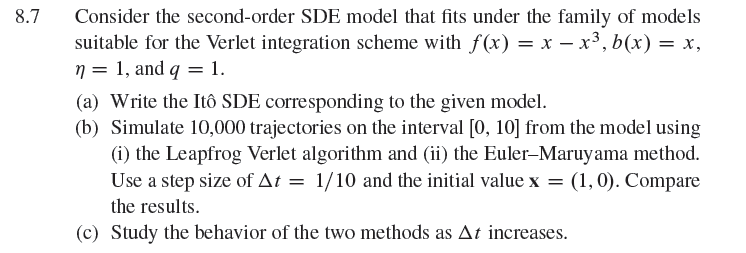 Consider the second-order SDE model that fits under | Chegg.com