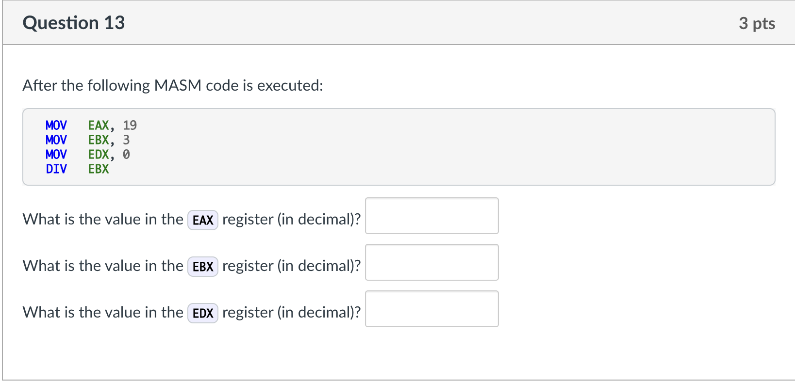 Solved After the following MASM code is executed: What is | Chegg.com